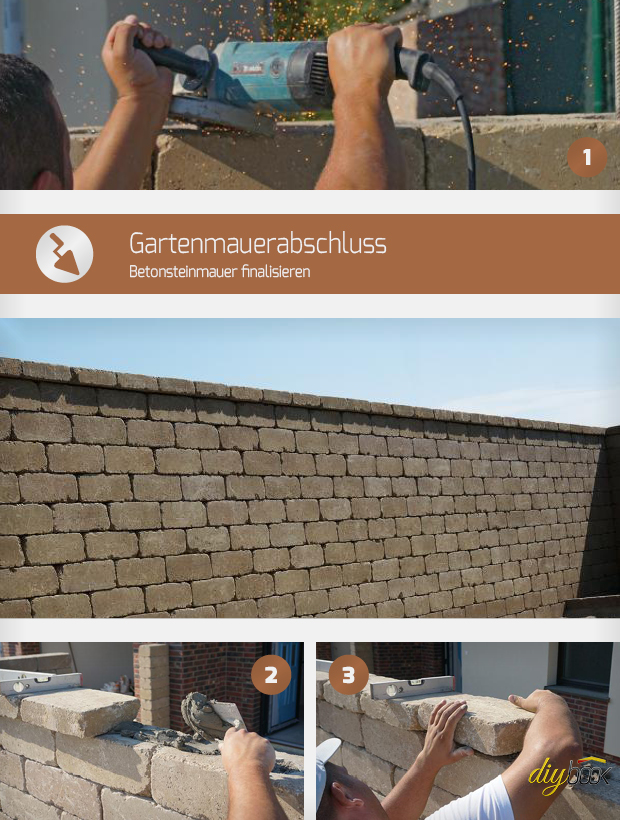 Gartenmauerabschluss - Betonsteinmauer mit Abdecksteinen finalisieren ...