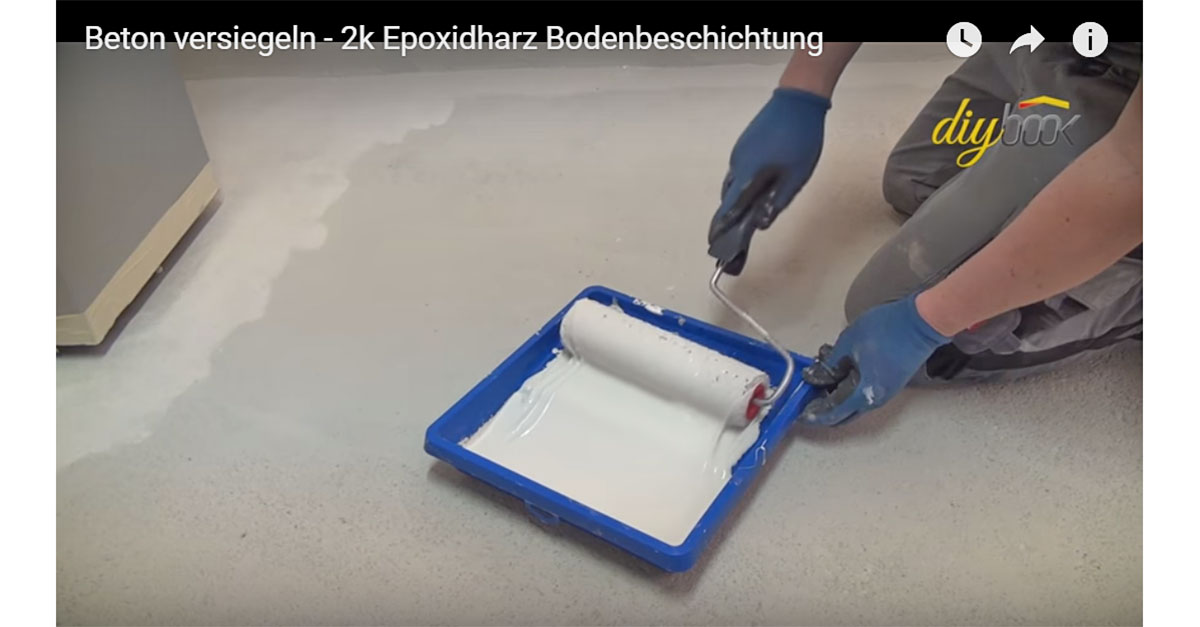 Betonboden mit Epoxi-Beschichtung versiegeln | Video-Anleitung @ diybook.de